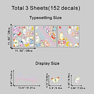 IARTTOP Luminous Butterfly Wall Decal, Inspirational Quotes-Be Your Own of Kind Peel and Stick Murals, Romantic Glow Butterflies Theme Wall Sticker for Girls Bedroom Nursery Kids Room Decoration