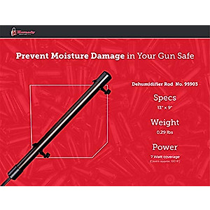 Hornady Gun Safe Dehumidifier Rod 12 Inch, Black, 95903 - Maintenance-Free Plug-In Electric Dehumidifier Eliminates Moisture for Gun Safes & Cabinets to Help Prevent Rust & Corrosion in Your Gun Vault