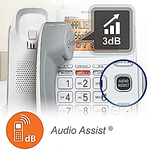 AT&T CL4940 Corded Standard Phone with Answering System and Backlit Display, White