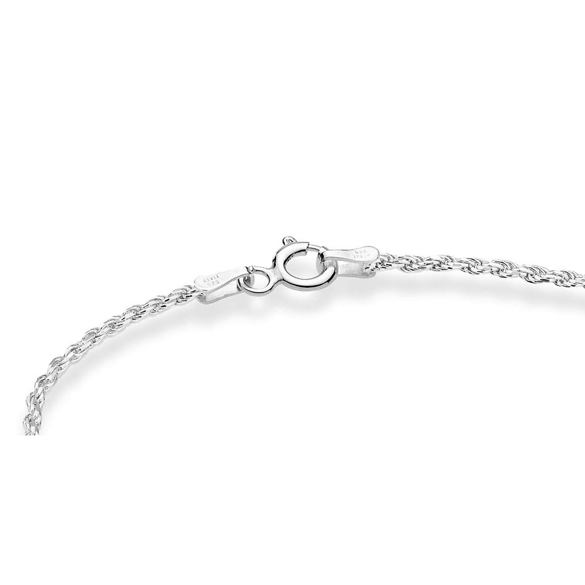 Miabella 925 Sterling Silver Solid 1.5mm Diamond-Cut Braided Rope Chain Anklet Ankle Bracelet for Women, Made in Italy (sterling silver, 10)