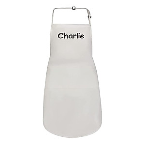 Personalized Aprons for Men and Women - Custom Apron with Embroidered Name - Unisex White Apron with Pockets for Kitchen Cooking Baking Restaurant BBQ Painting Crafting