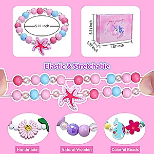 JOTIKO 20 Psc Bracelets for Little Girls - Princess Birthday Party Favors Goodie Bag Pinata Stuffers, Cute Friendship Rainbow Beaded Bracelet Play Jewelry Unicorn Mermaid Animals Wooden Charms Classroom Exchange Gifts