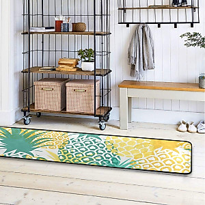 Pineapple Tropical Fruit Kitchen Rugs Non-Slip Soft Doormats Bath Carpet Floor Runner Area Rugs for Home Dining Living Room Bedroom 72" X 24"