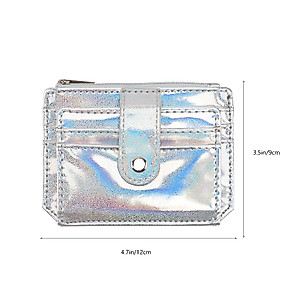TENDYCOCO Money Clip with ID Window Hologram Card Holder Slim Coin Wallet for Women Girls