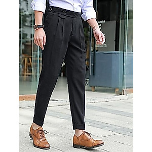 Floerns Men's Classic Fit Flat Front Dress Pants Office Business Trousers Black M