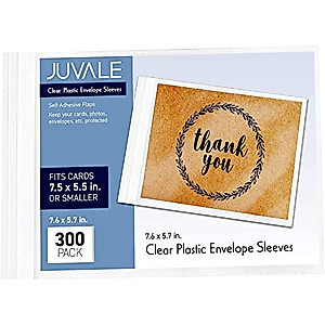 300 Pack Clear Greeting Card Sleeves, Transparent Envelopes for 5x7 Invitations, Photos (7.6 x 5.7 in)