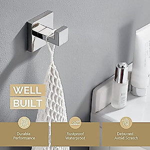 Angle Simple Bath Towel Hook, Solid Metal Bathroom Shower Square Hook Hand Towel Bathrobe Sponges Hanger Kitchen Cabinet Closet Hook Pants and Shirt Holder Polished Chrome, Wall Mounted