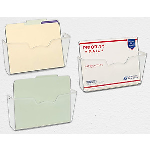 3 Pack - Simple Houseware Clear Single Pocket Wall Mount File Holder