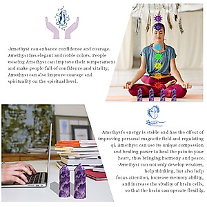 Apengshi Amethyst Healing Crystal Tower 2.75-3.14" Crystal Wand Natural Gem Stone 8 Faceted Single Point Chakra for Home Decoration