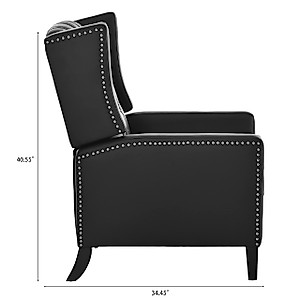 Recliner Chair with Wing Back, Faux Leather Upholstered Lounge Sofa Chairs with Rivet Decoration, Adjustable Home Theater Seating, Multifunctional Chairs for Living Room, Bedroom, Office (Black)
