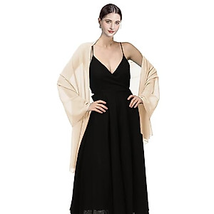 Baoqiya Women's Scarf Shawls and Wraps for Evening Dress Chiffon Shawl Soft Elegant Silky Pashmina Wedding Bridal Scarves(Champagne, 79"×29")