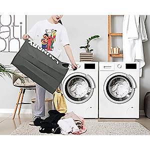 OUPAI Collapsible Large Laundry Basket 90L, Laundry Bag Clothes Hamper, Folding Dirty Laundry Hamper Basket for Clothes Storage, Large Laundry Bin with Padded Handles 2 pack (Dark Blue+ Dark Grey)