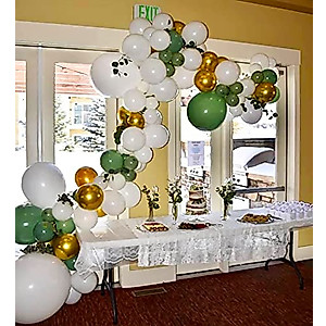 Oopat DIY Olive Sage White Gold Balloon Arch Garland Kit for Boho Bridal Shower Baby Shower Wedding Birthday Backdrop Engagement Bridal Shower Bachelorette Party Decoration (Sage Gold)