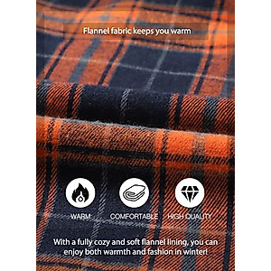 JMIERR Mens Flannels Long Sleeve Cotton Shirts Casual Fall Fashion Button Up Plaid Dress Shirt, US 46(XL), Burnt Orange