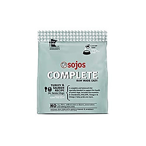Sojos Complete Turkey & Salmon Recipe Senior Grain-Free Freeze-Dried Raw Dog Food, 7 Pound Bag