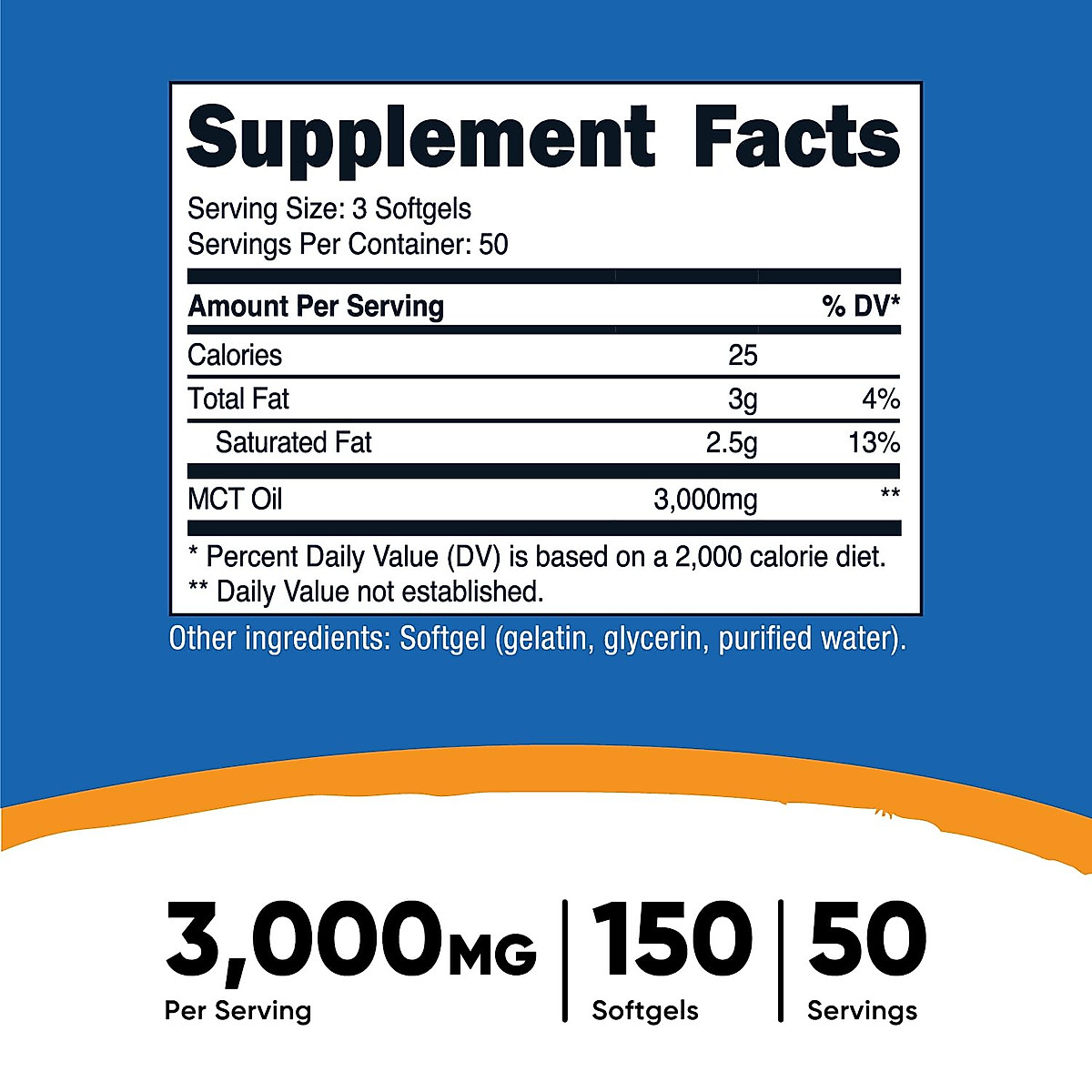 Nutricost MCT Oil Softgels 1000mg, 150 SFG (3,000mg Serv) - Great for Keto, Ketosis, and Ketogenic Diets