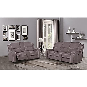 Global Furniture USA Power Console Reclining Loveseat Dark & Light Grey