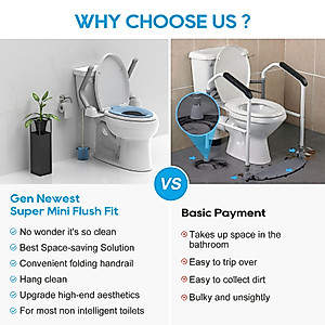 Toilet Safety Rails for Elderly (520 lbs), Handicap Toilet Rails with Foldable Handles, Toilet Assist Rails, Toilet Rails for Seniors, Heavy Duty Toilet Safety Frames Rails with Arms, Easy Installatio