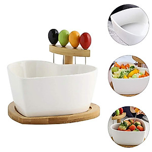 Cabilock Gourmet Food Container 1 Set Fruit Bowl with Fork White Mini Stainless Steel Pistachio Soup Bowls Mini Candy
