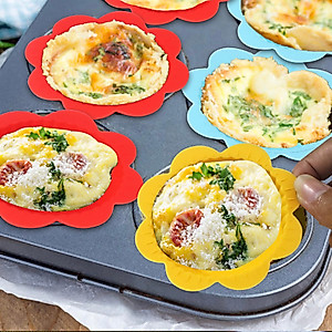 30Pack Silicone Baking Cups with Taps for Cupcake, Reusable Non-Stick Muffin Liners for Steel Muffin Pan