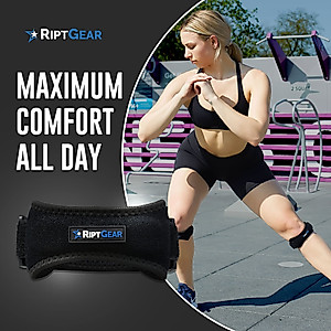 RiptGear Patella Tendon Support Strap - Adjustable Patella Knee Strap - Patellar Stabilizing Knee Compression Strap for Knee Pain - Tendon Strap for Jumpers Knee, Running and Sports (Black (1 Pack))
