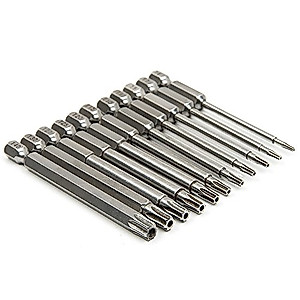 Yakamoz 11 Pcs Magnetic T6-T40 Torx Head Screw Driver Bit Set Security Tamper Proof Star 6 Point Screwdriver Drill Bits Tools with 1/4 Inch Hex Shank | 3 Inch Length