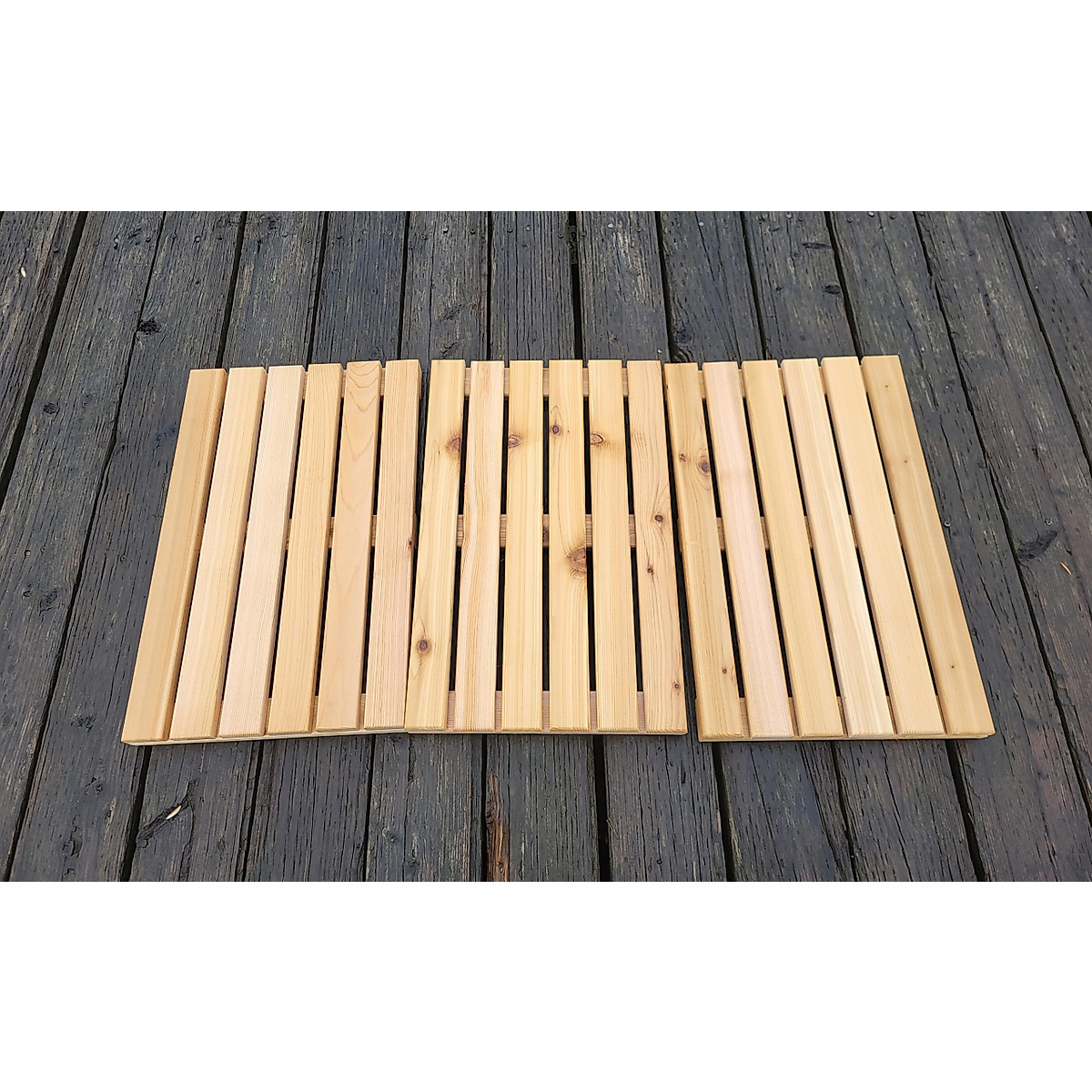 Sauna Fauna 100% Western red Cedar Wooden Bath or Shower mat Cedar Sauna Floor Panel, Also for Patio hot tub or spa, Great for RVing and Outdoor Showers 22.5" x 14"