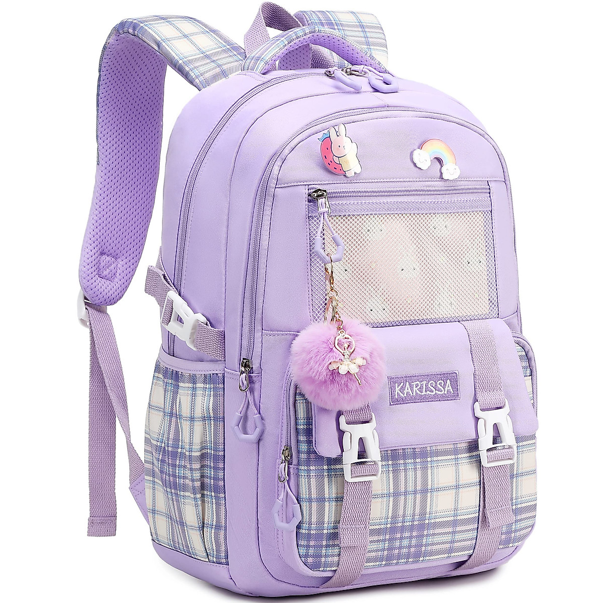 AO ALI VICTORY Girls Backpack 15.6 Inch Laptop School Bag Cute Kids Elementary College Backpacks Large Bookbags for Teen Girl Women Students Anti Theft Travel Daypack - Purple