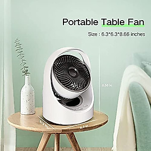 igogoi Air Circulator Fan，Rechargeable Desk Fan Small Oscillating Cordless Fan，Vortex Fan with LED Light 4 Speeds USB Powered Quiet Portable Table Fan for Home Office Bedroom