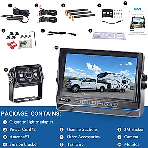 Yakry RV Backup Camera Wireless System - 7'' HD Reverse Camera for Truck with DVR Monitor -Bluetooth Trailer Back up Camera with Night Vision Waterproof -Rear View Camera for Furrion Pre-Wired RVs Y22