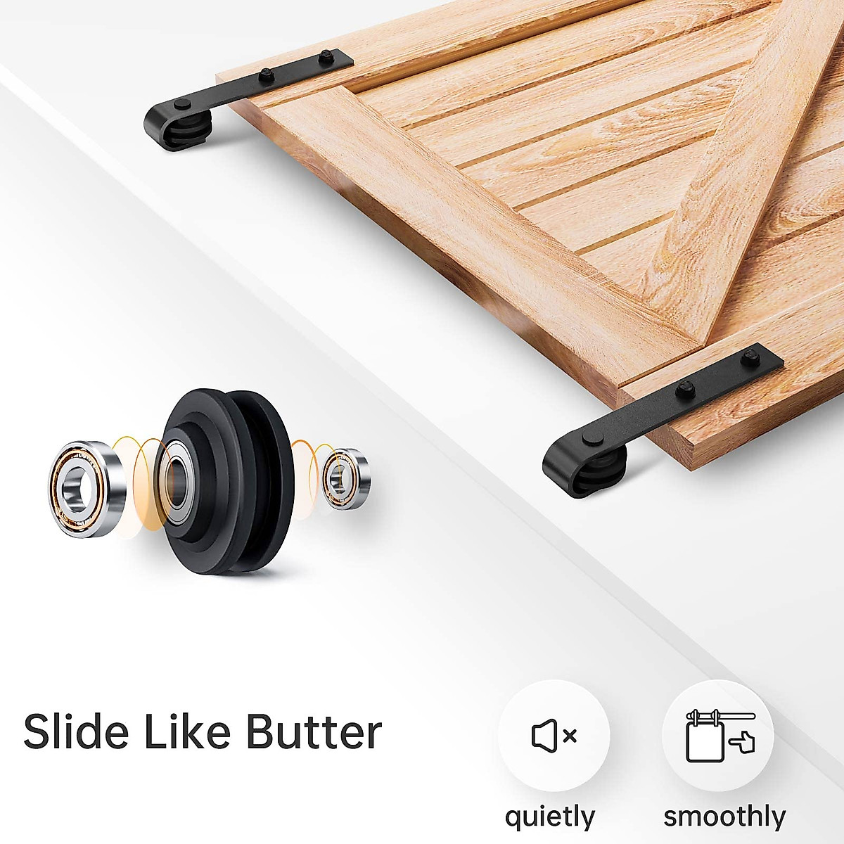 EaseLife 7.5 FT Heavy Duty Sliding Barn Door Hardware Track Kit,Basic J Pulley,Slide Smoothly Quietly,Easy Install (7.5FT Track Kit for 40"~42" Wide Single Door)