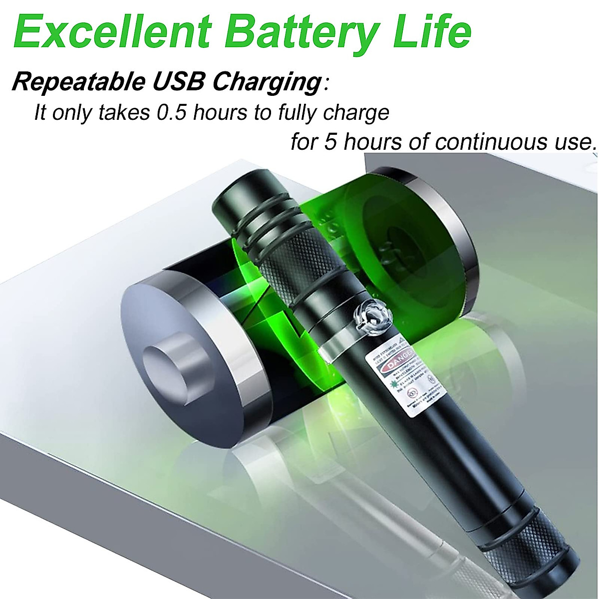 Green Laser Pointer High Power, High Power Laser Pointer Long Range Strong Green Laser Light Pointer USB Rechargeable Lazer Pointer Pen for Presentations Teaching Astronomy Hunting High Laser Pointer