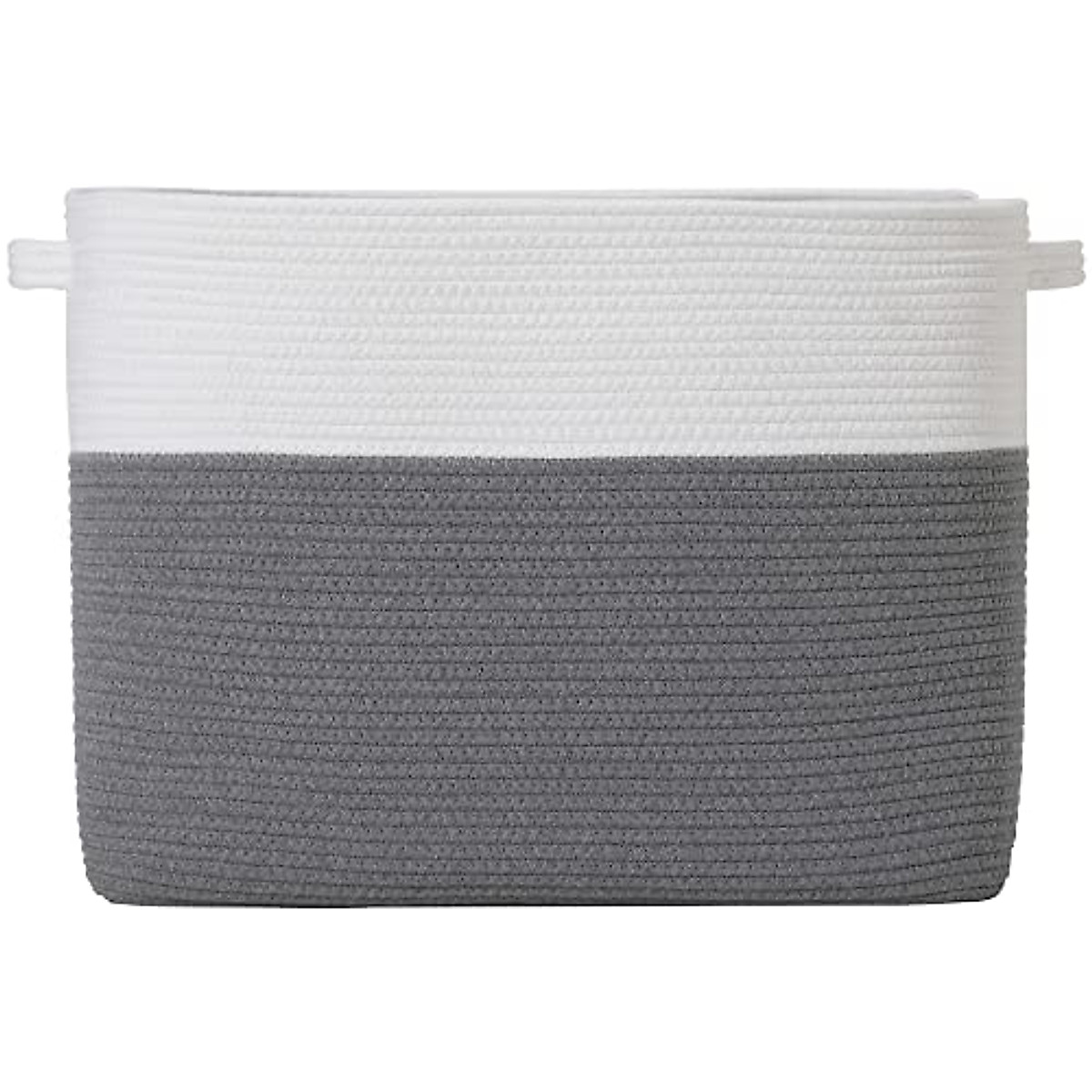 20"x12"x16" Mega Size Rectangular Extra Large Storage Basket, Cotton Rope Storage Baskets, Woven Laundry Hamper, Toy Storage Bin, for Toys Blanket in Living Room, Baby Nursery, Grey Basket