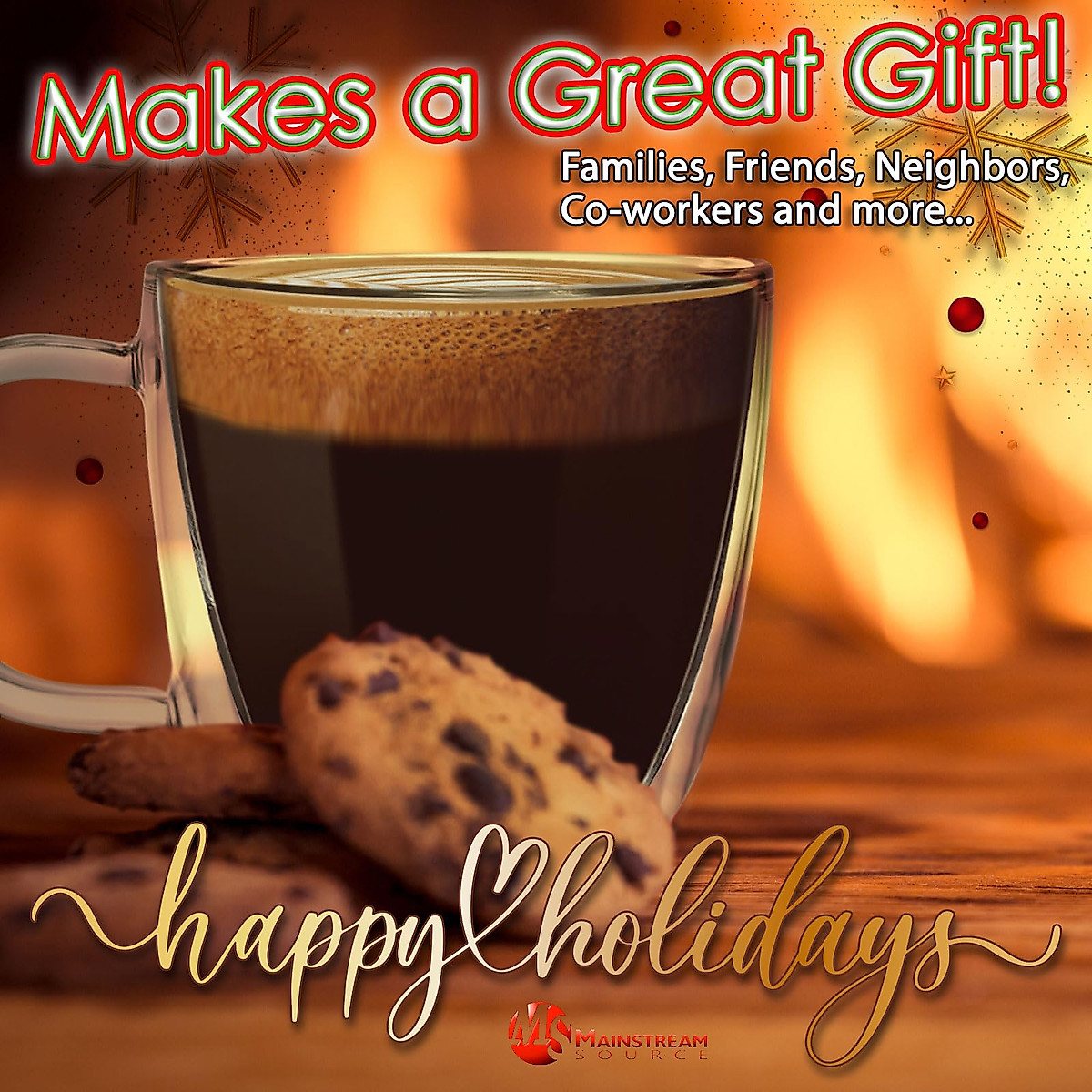 Mainstream Source® Glass Espresso Mugs – Insulated, Double Walled Mug and Espresso Shot Glass with 2 Durable Wooden Spoons, Holds 5.5oz of Espresso (Set of 2)