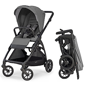 Inglesina Electa Full Size Standard Baby Stroller - Weighs only 19 lbs, Reversible Seat, Compact Fold, One-Handed Open & Close, Adjustable Handle, Large Basket & All-Wheel Suspensions - Chelsea Gray
