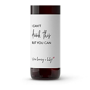 I can't drink this but you can ● SET of 5 ● GENDER NEUTRAL Pregnancy Announcement Wine Labels, Baby Announcement Wine Label, Pregnancy Reveal, Alternative to Card WATERPROOF A200-5IDT