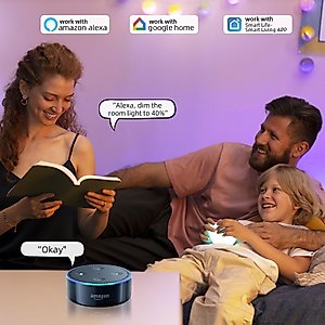 OPPLE Smart Light Bulbs, 60W Equivalent WiFi Bluetooth Dimmable LED RGB Light Bulbs, Full Color Changing Smart Light Bulb Compatible with Alexa & Google Assistant, 9W 800 Lumens 2.4 GHz, Wi-Fi, 2 Pack
