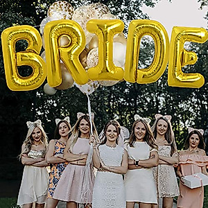 TONIFUL 40 Inch Large Gold Bride Balloons, Giant Jumbo Helium Foil Mylar Big Bride Balloons Banner for Wedding Marriage Bridal Shower Engagement Bride To Be Party Decorations and Supplies