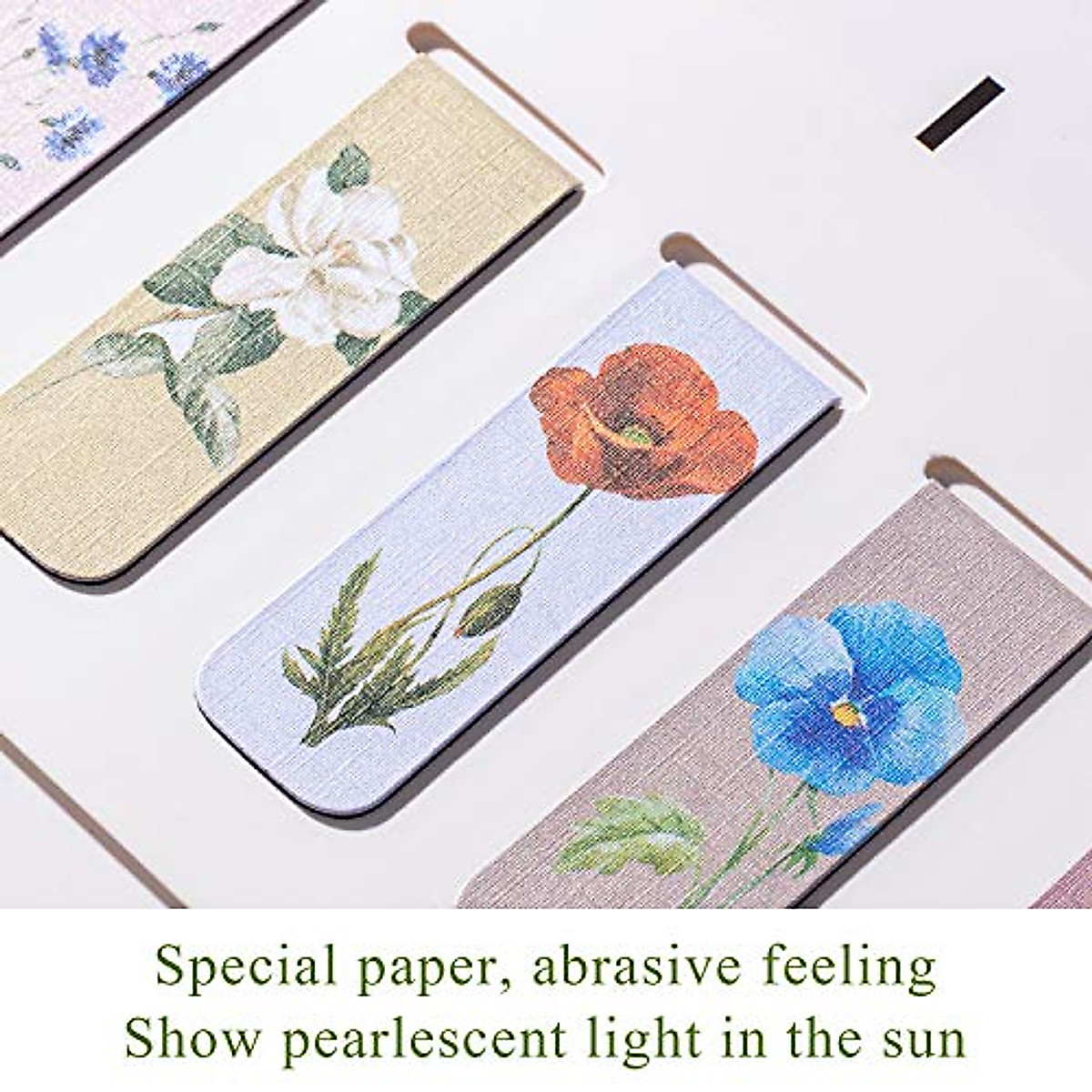 10 Pieces Magnetic Bookmarks Magnet Page Markers Assorted Book Markers Set for Students Reading (Flower Syle, 2.3 x 0.8 Inch)