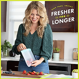 Pack of 10 Freezer Bags - BPA-FREE - Reusable Food Grade Storage Bags - Leakproof, - 2 Gallon Size, 4 Snack Size, 4 Sandwich Bags.