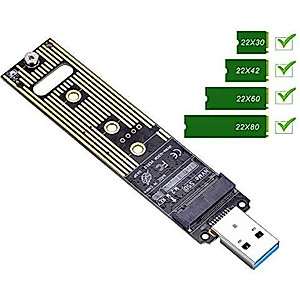 M.2 NVME USB 3.1 Adapter, M-Key M.2 NVME to USB Card Reader USB 3.1 Gen 2 Bridge Chip with 10 Gbps High Performance, Compatible with Samsung 950/960/970 Evo/Pro or Other M.2 SSDs with PCI-E Type