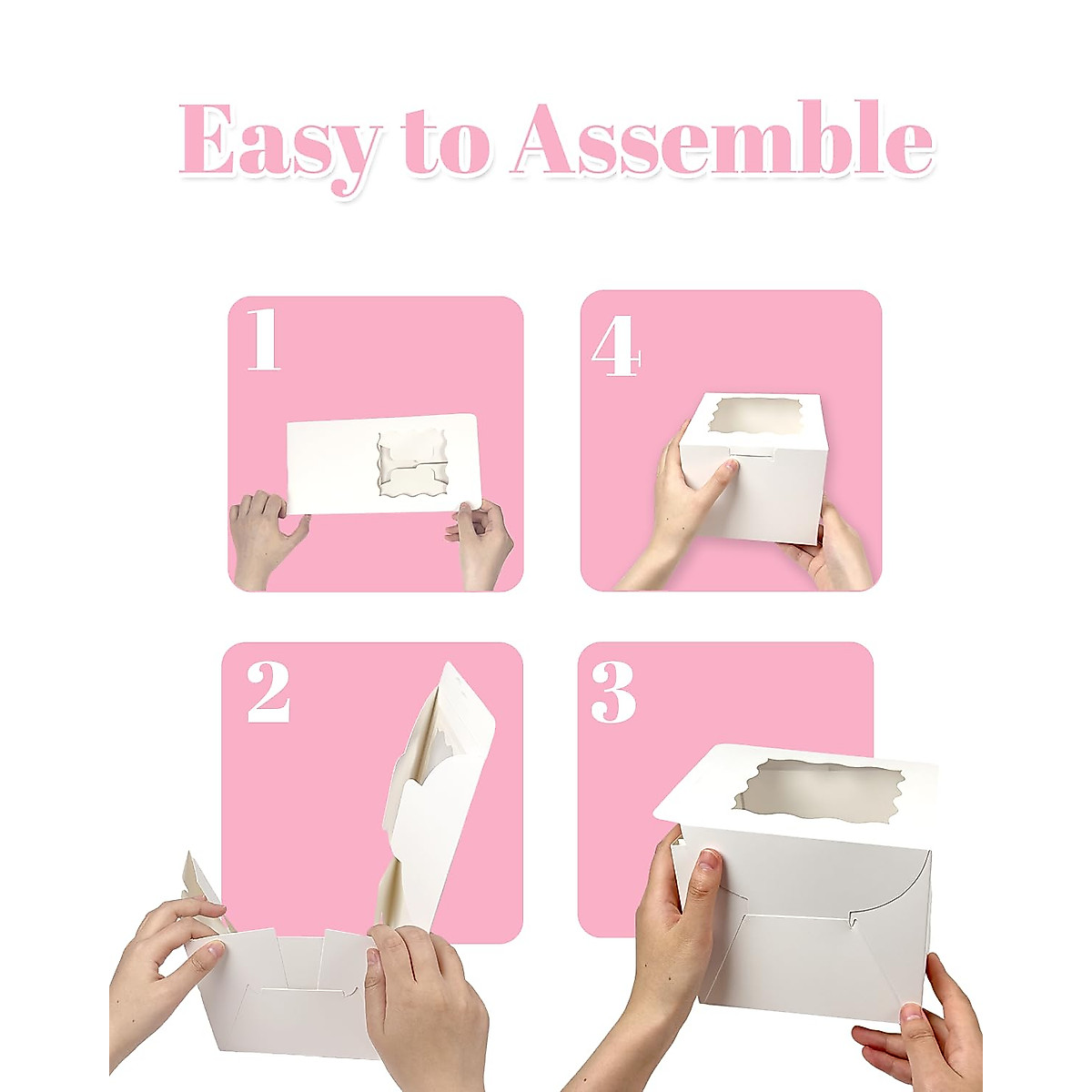 Bakepacker 36pcs 6x6x5 Inches Cake Boxes with Window 18-Packs White Cake Boxes 6 Inch Bakery Boxes (18 Cake Boxes +18 Cake Boards)