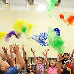 Novelty Place 12Pcs Dance Juggling Scarves, Silk Square Play Scarves for toddlers and kids - Performance Props Musical Instrument Accessories - 6 Colors