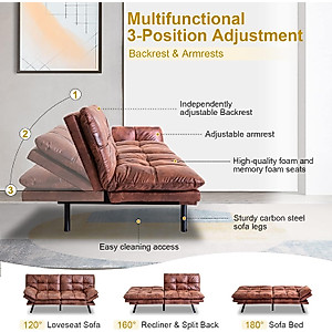 MUUEGM WXJ-sofabed-Brown-88 Sofabed, Dark Brown