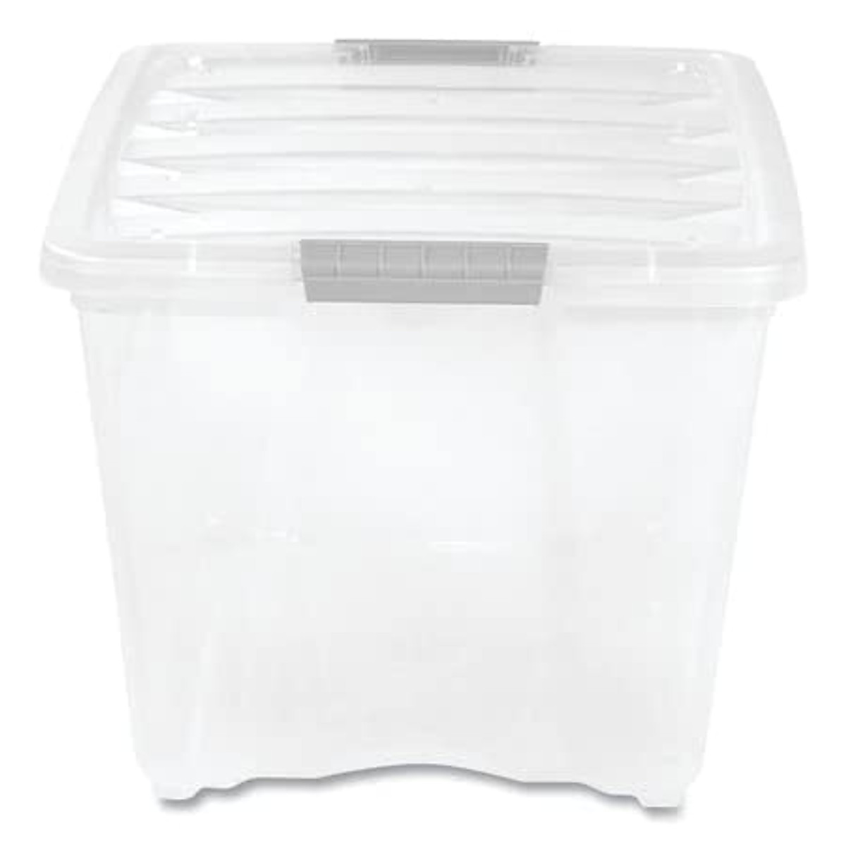 MDMprint Stack and Pull Latching Flat Lid Storage Box, 13.5 gal, 22" x 16.5" x 13.03", Clear