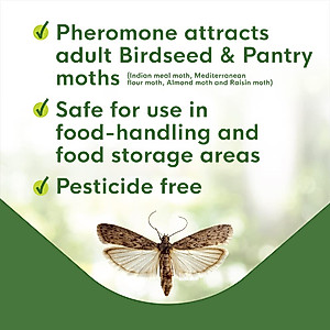 Enoz BioCare Birdseed and Pantry Moth Trap - 2 Traps with Pheromone Lures (Pack of 6) - Attracts and Kills Pantry and Birdseed Moths - Lure and Sticky Pad Design - Safe and Effective