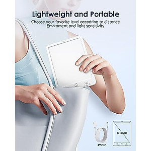 SUXIO Light Therapy Lamps Rechargeable, 10000 Lux Sunlight Lamp, Therapy Light with Wake-Up Function, Daylight Lamp with Memory Function, Happy Lamp Use As Lift-Mood, Light Therapy Box for Home/Office