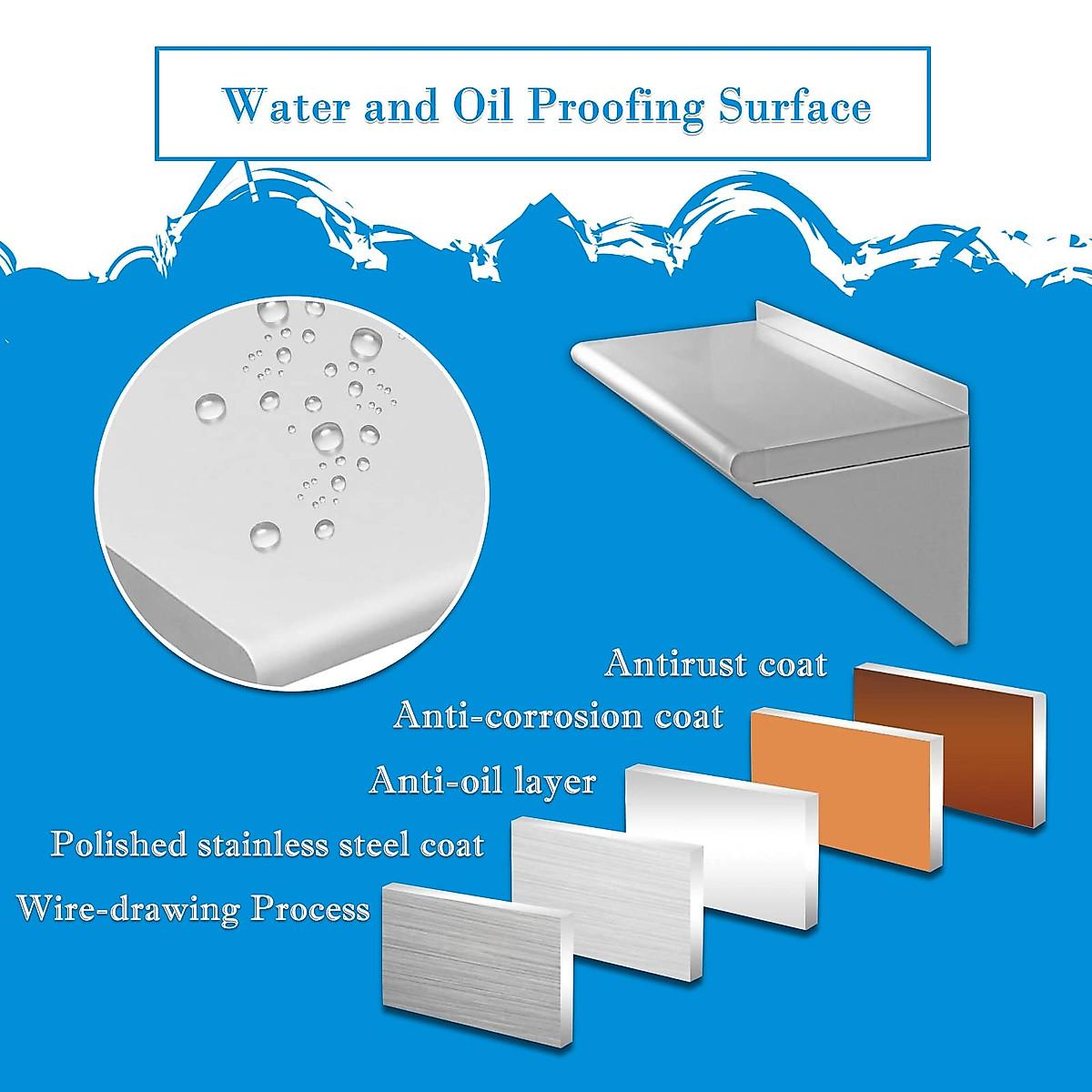 STEELBUS 12''x24'' - 2PACKS Wall Mounted Stainless Steel Shelf NSF Commercial Metal Wall Mount Floating Shelving for Kitchen, Restaurant, Food Truck,Garage,Home&Hotel