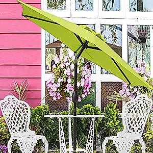 SUNVIVI OUTDOOR 7.5 Ft Patio Umbrella Outdoor Market Table Umbrella Luxury Aluminum Pole Umbrella with Push Button Tilt and Crank, 6 Ribs, Polyester Canopy, Lime Green