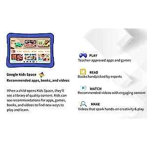 NOBKLEN Kids Tablet 10 Inch Tablet with Android 12 OS - 4GB RAM and 64GB Storage, 2.4G/5G WiFi, 1280 * 800 IPS Display, 8000mAh Battery, Bluetooth 5.0, GPS, Dual Cameras, and Parental Controls